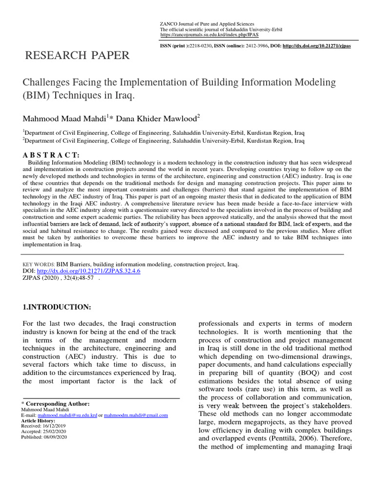 BIM Challenges in Iraq's AEC Industry | PDF | Building Information ...