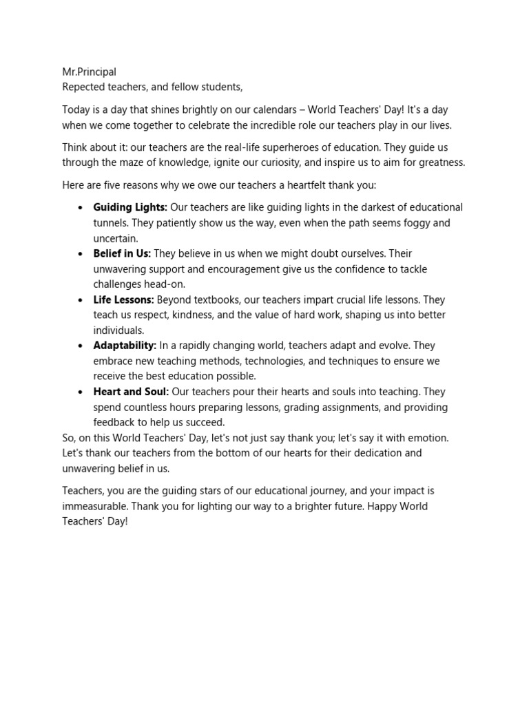 Celebrating World Teachers' Day | PDF | Self-Improvement