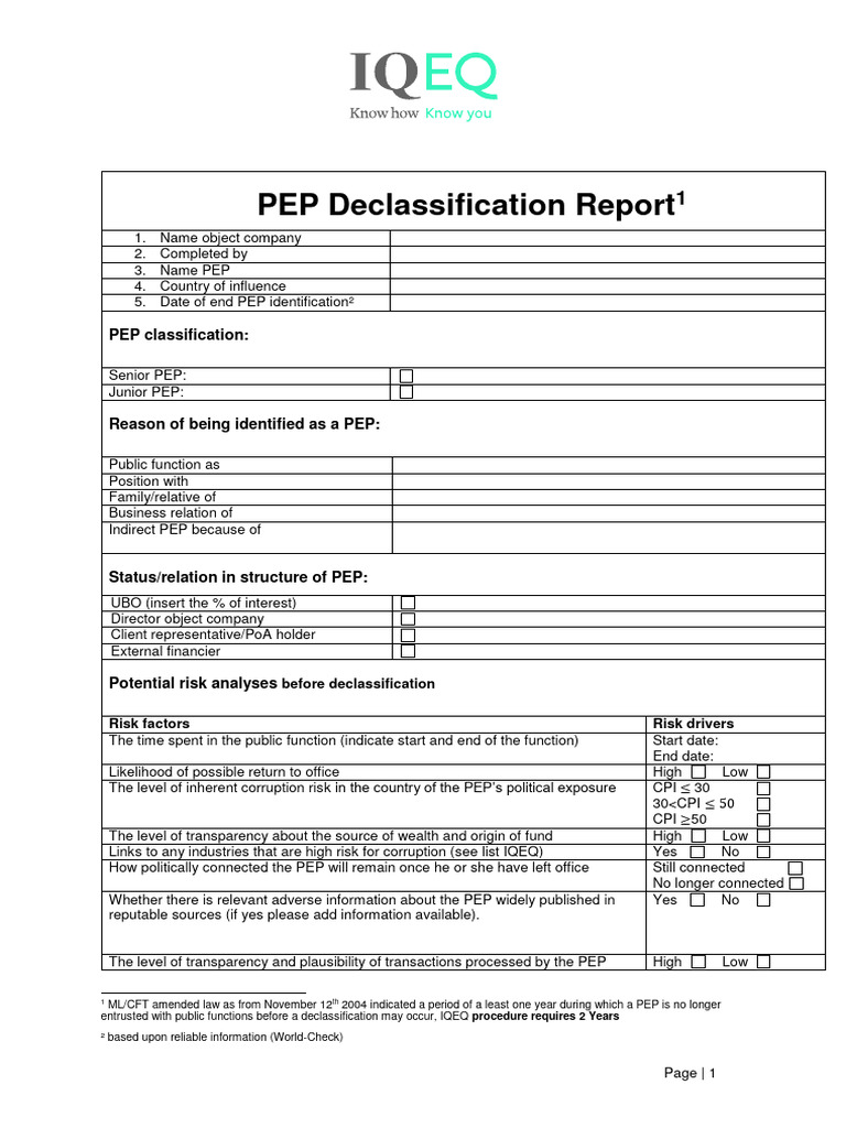 PEP Declassification Report Template | PDF | Safety | Business