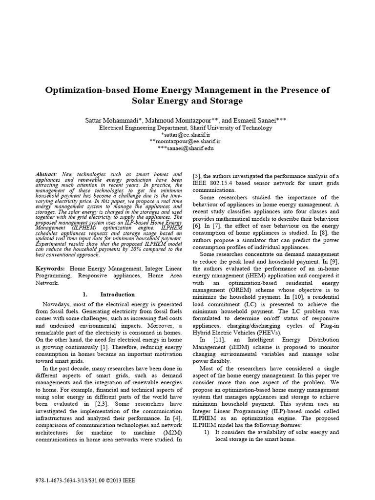 Solar-Powered Home Energy Optimization | PDF | Technology & Engineering