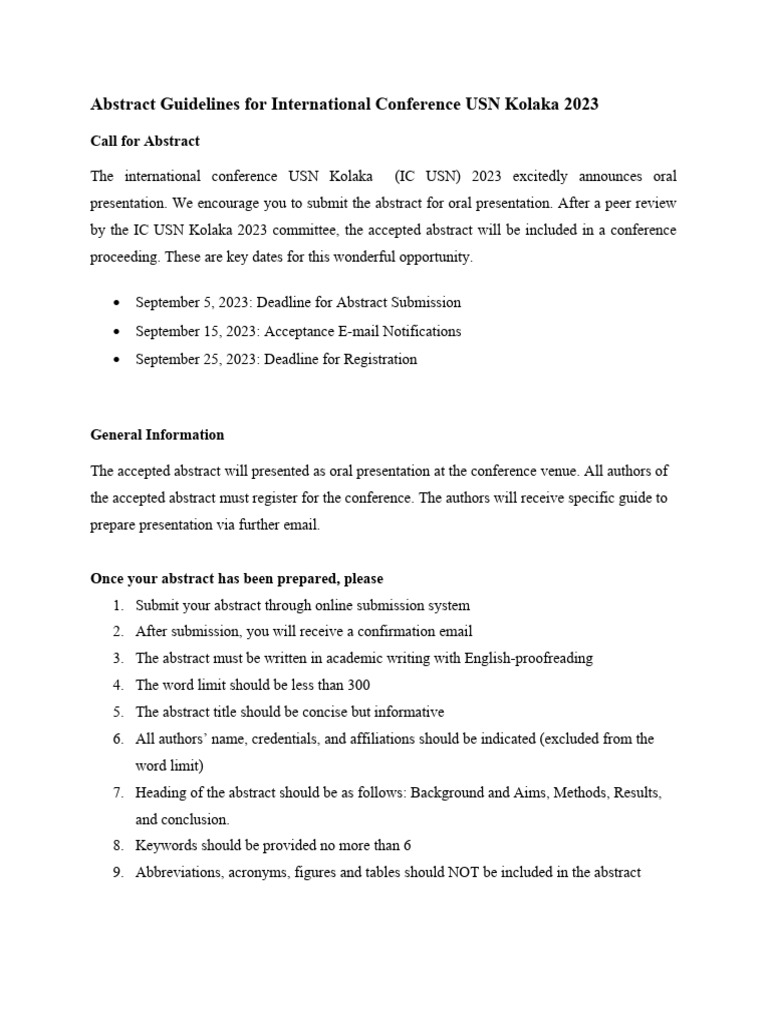 IC USN Kolaka 2023 Abstract Submission Guide | PDF