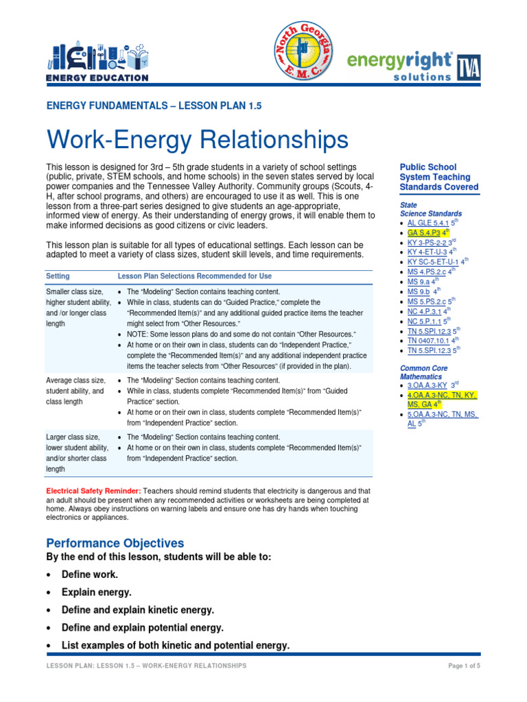 LP 1.5 Work Energy Relationships | PDF