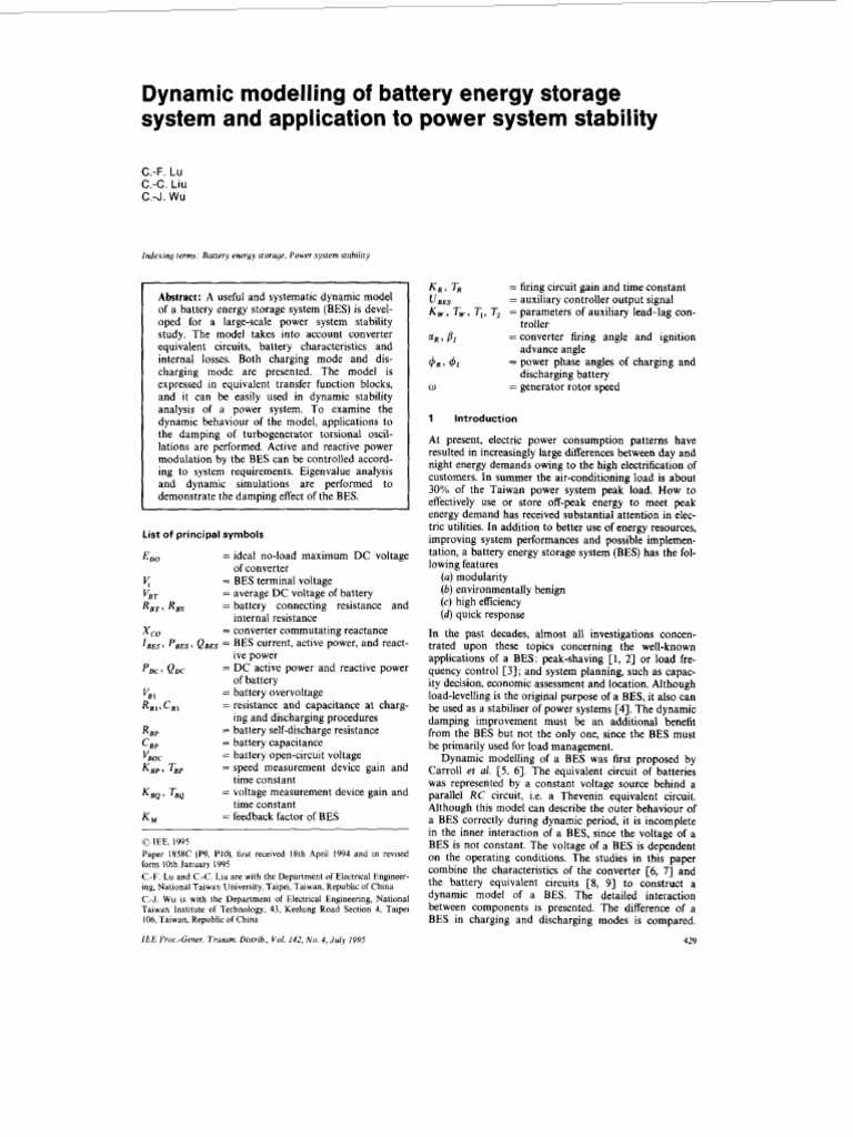Dynamic Modelling of Battery Energy Storage | PDF | Capacitor | Series ... Dynamic Modelling of Battery Energy Storage | PDF | Capacitor | Series ...