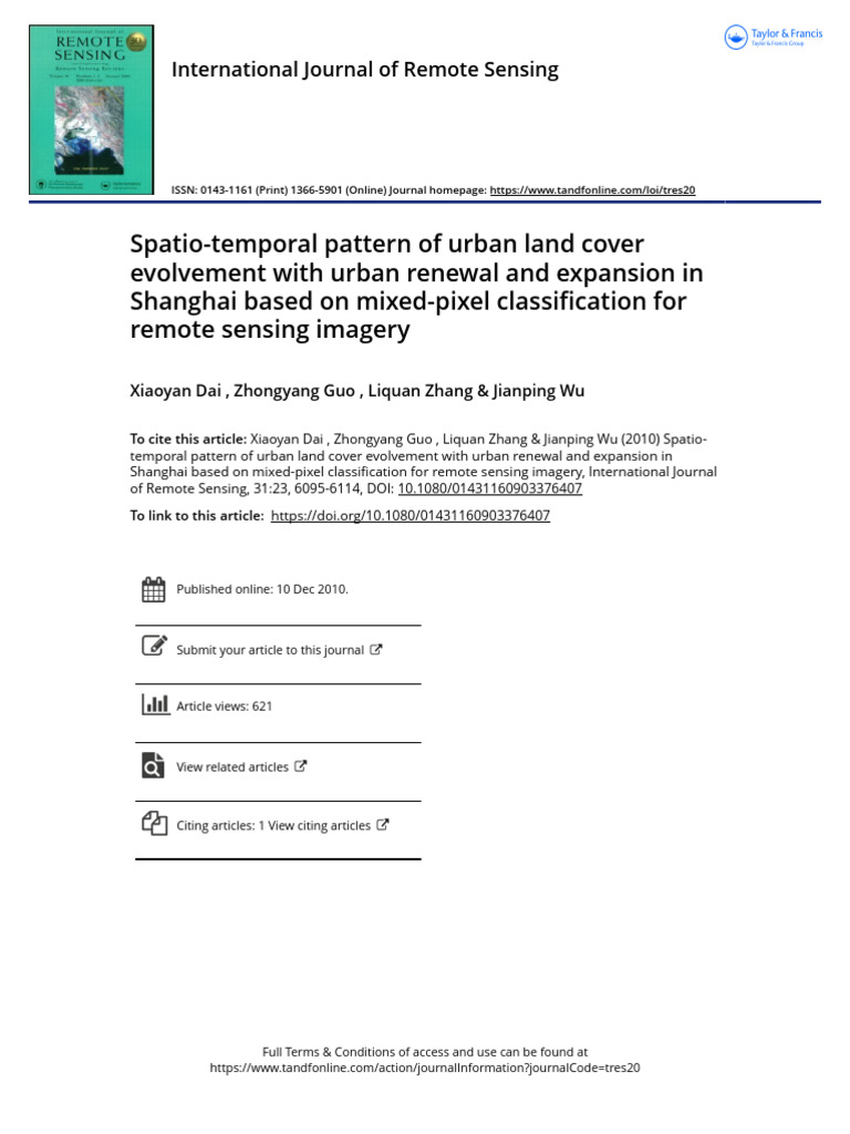Spatio Temporal Pattern Of Urban Land Cover Evolvement With Urban Renewal And Expansion In