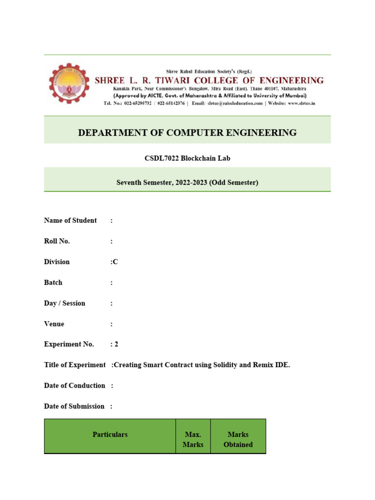 Blockchain - Experiment No 2 | PDF | Computer Science | Information Technology