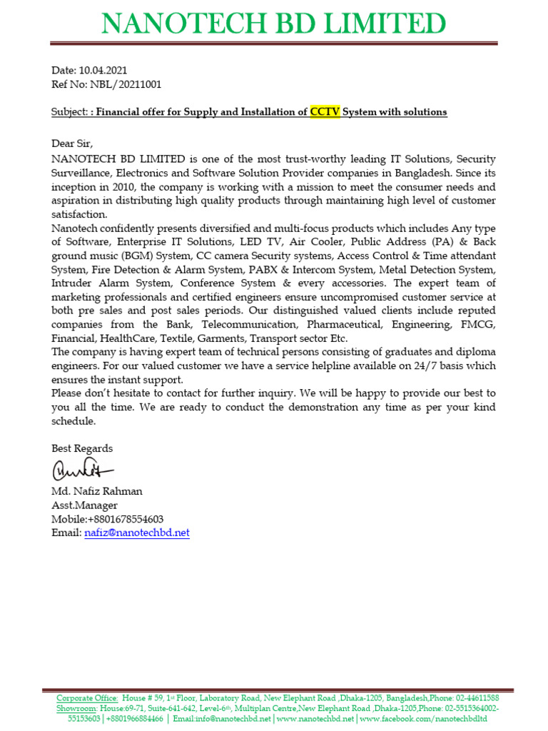 CCTV System Installation Proposal | PDF | Security Alarm | Closed ...