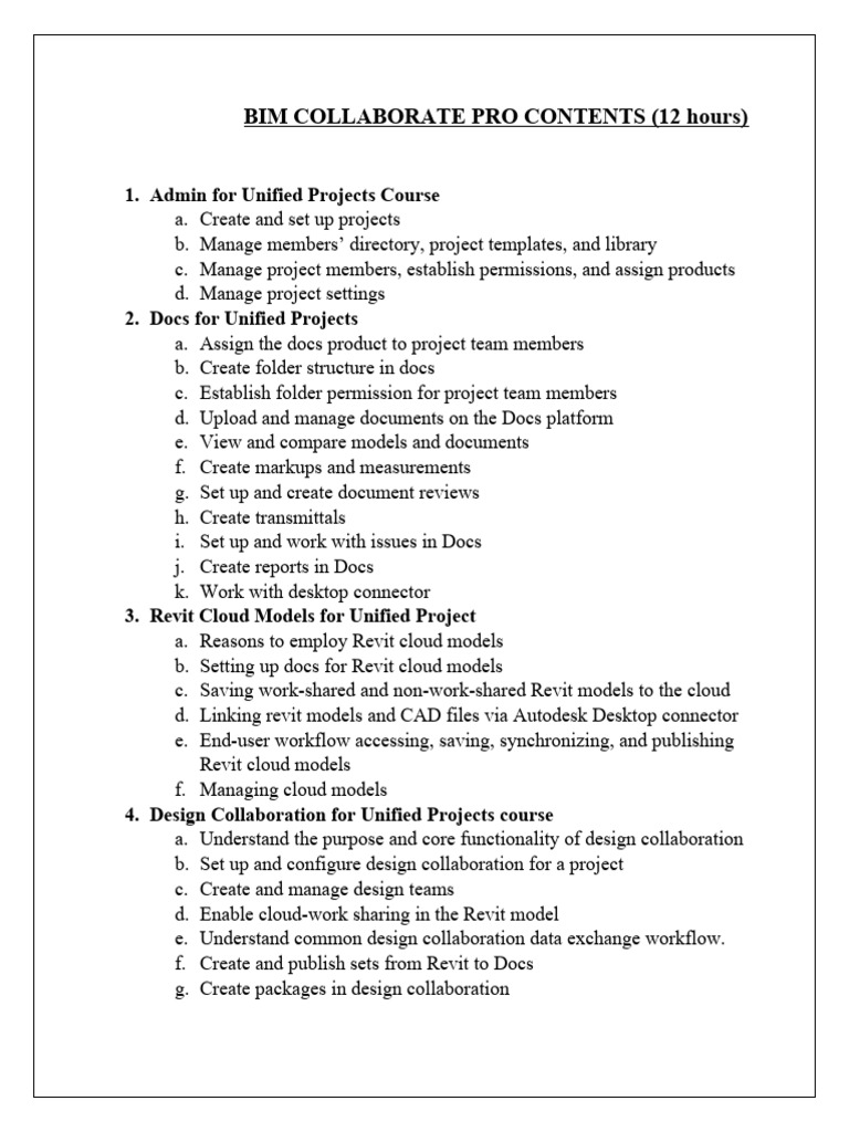 Bim Collaborate Pro Contents | PDF