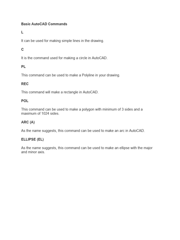 Basic Autocad Commands Pdf Keyboard Shortcut Computer Keyboard