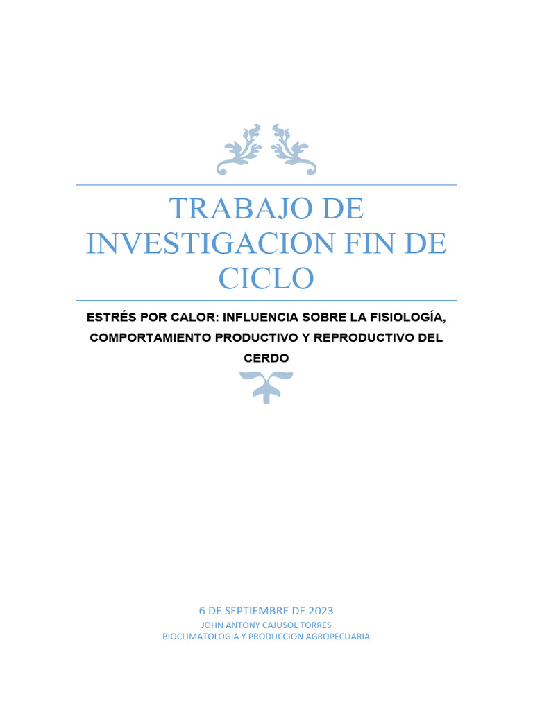Estrés por Calor en Cerdos: Impactos y Efectos | PDF | Salud y bienestar