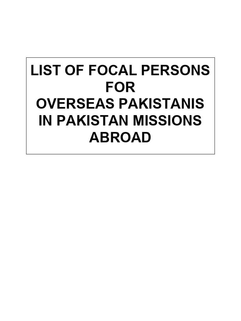 Focal Person Missions 11 12 2020 | PDF
