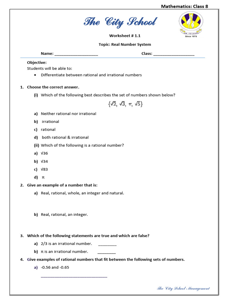 Worksheet # 1.1 | PDF