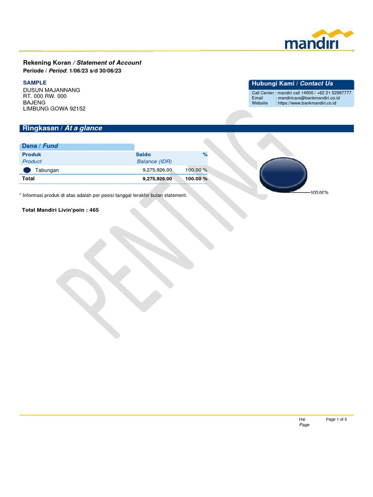 Rekening Koran - SAMPLE | PDF