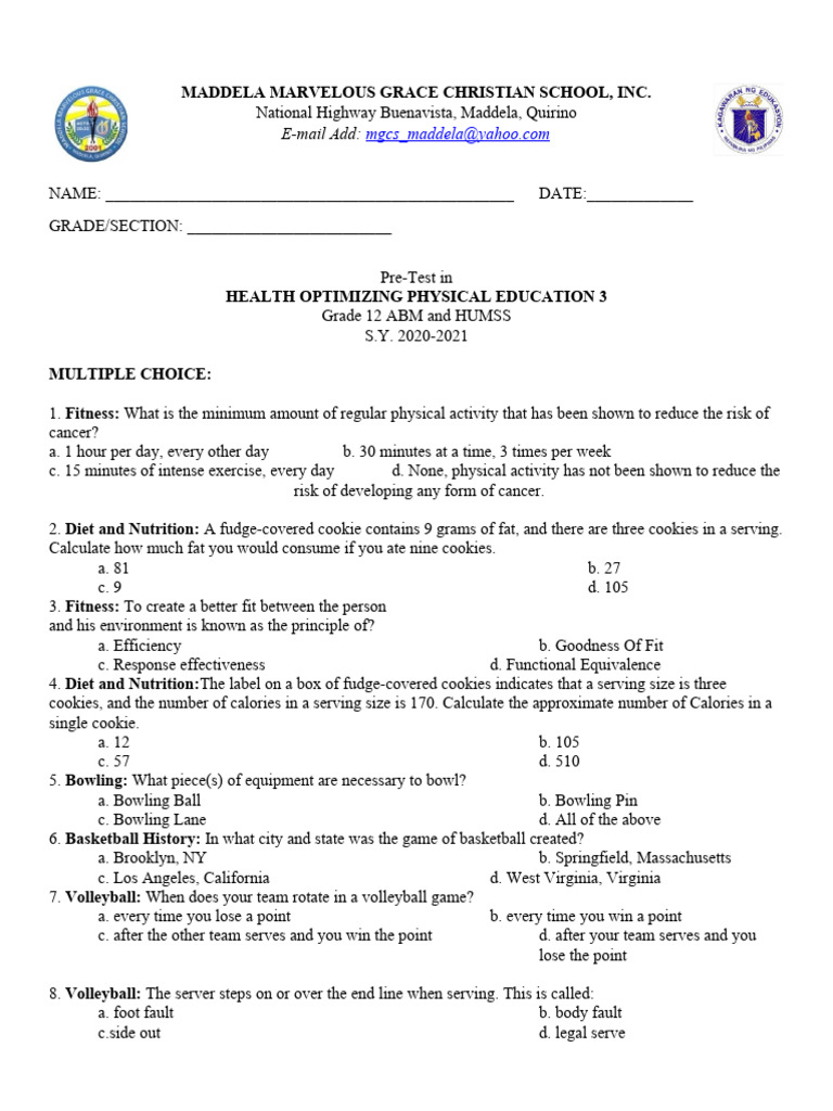 ASSESSMENT TEST GRADE 12 (HUMSS AND ABM) | PDF