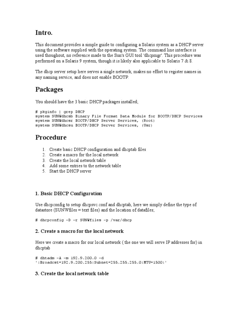 Configure Dhcp In Solaris Pdf Domain Name System Computer Network