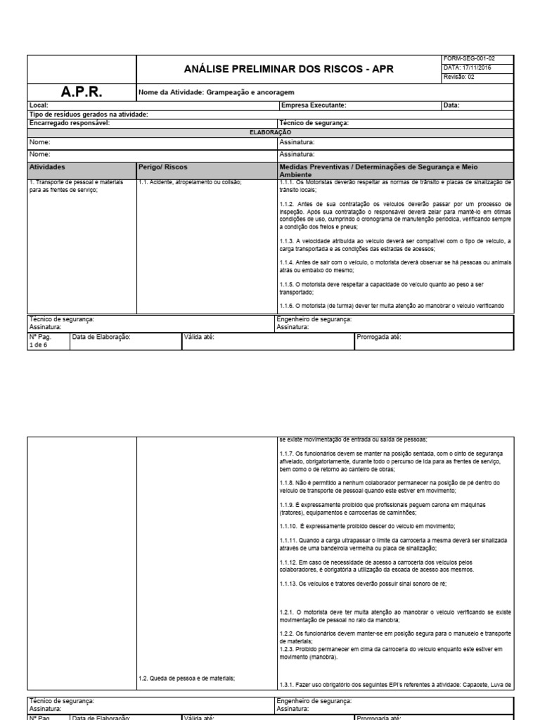 3 - APR - FORM-SEG-001-02 - Grampeacao e Ancoragem | PDF