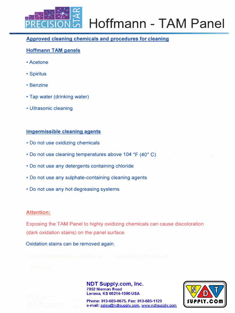Hoffmann TAM Panel Cleaning Guide | PDF | Secondary Sector Of The ...