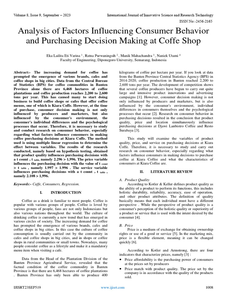 Analysis of Factors Influencing Consumer Behavior and Purchasing ... Analysis of Factors Influencing Consumer Behavior and Purchasing ...