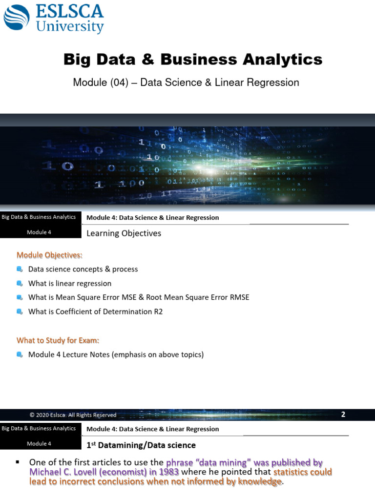 BigData&Analytics Module4 | PDF | Regression Analysis | Coefficient Of Determination