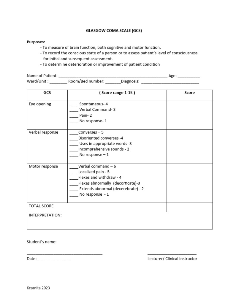 GCS Form | PDF