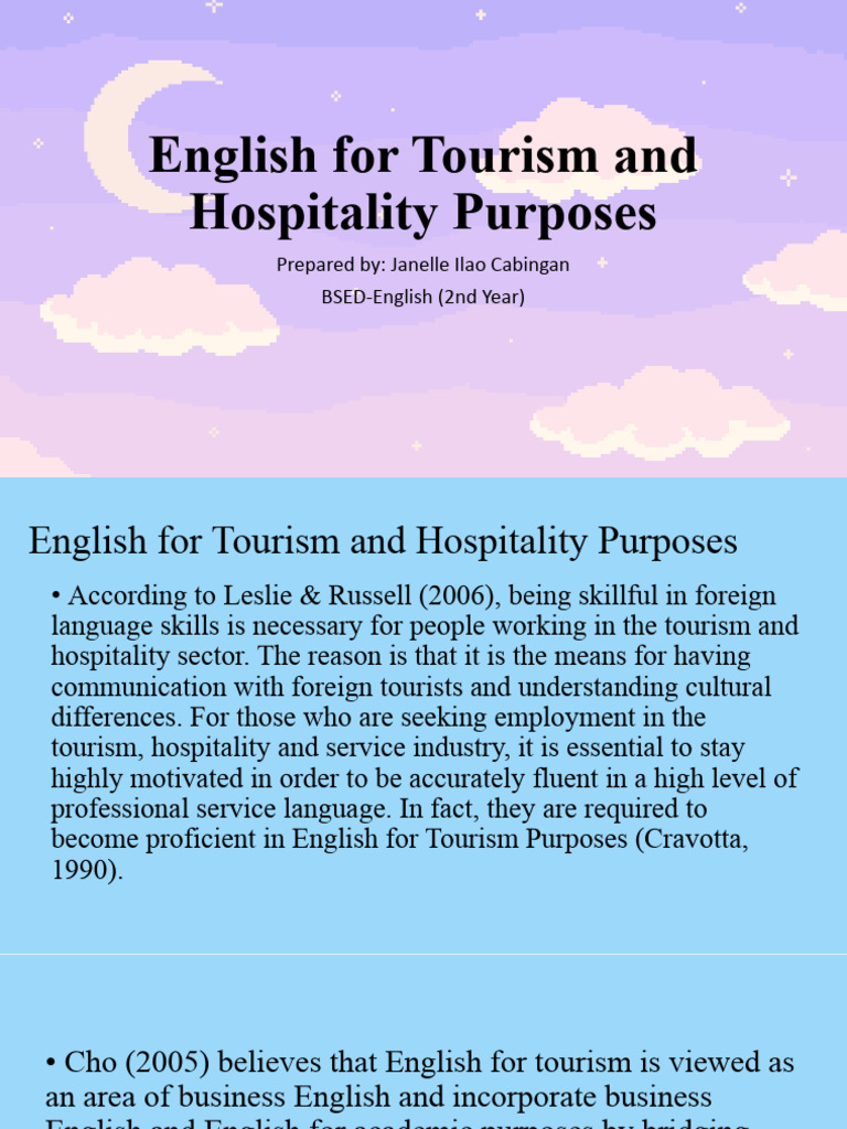Eng For Tourism and Hospitality Purposes | PDF | Tourism | English Language