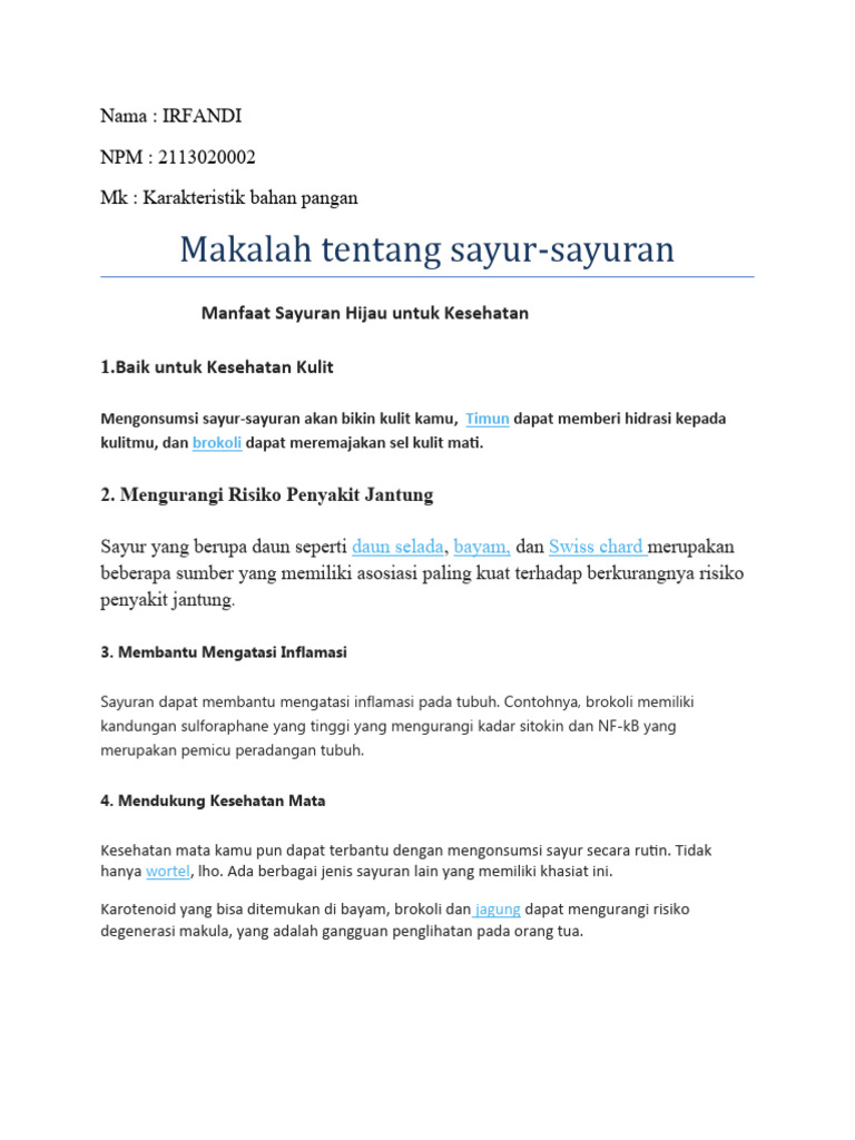 Tugas Irfandi Karakteristik Bahan Pangan (Semister 3) | PDF
