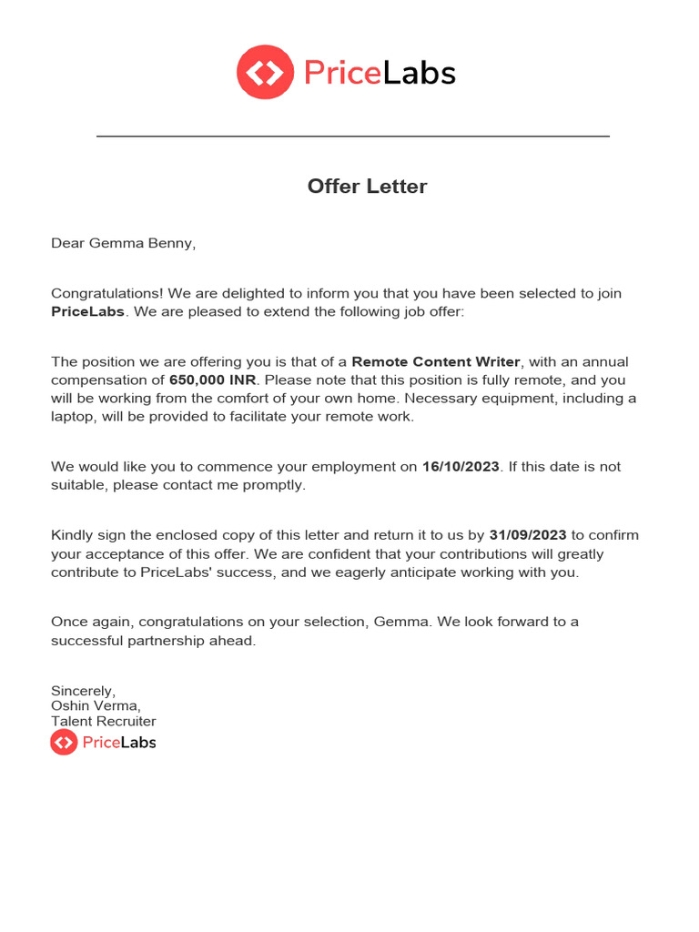 Offer Letter | PDF