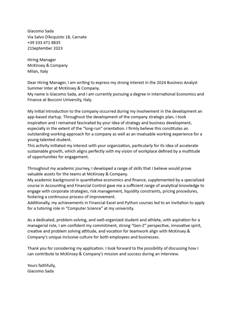 Cover Letter MKC | PDF