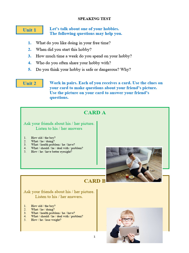 Ilsw7 - Speaking Test | PDF | Wellness