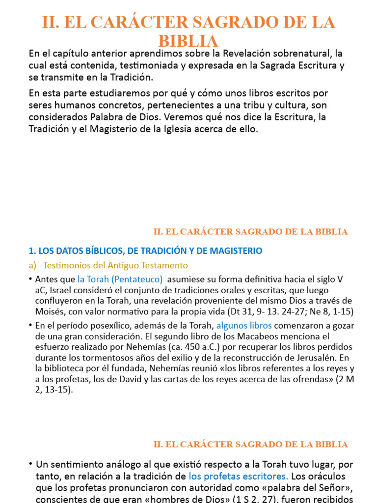 II. El Carácter Sagrado de La Biblia | PDF