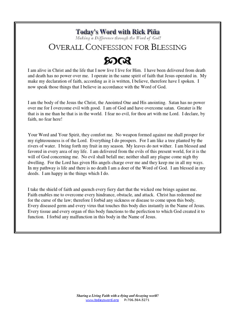 Overall Confession For Blessing | PDF | Jesus | Logos (Christianity)