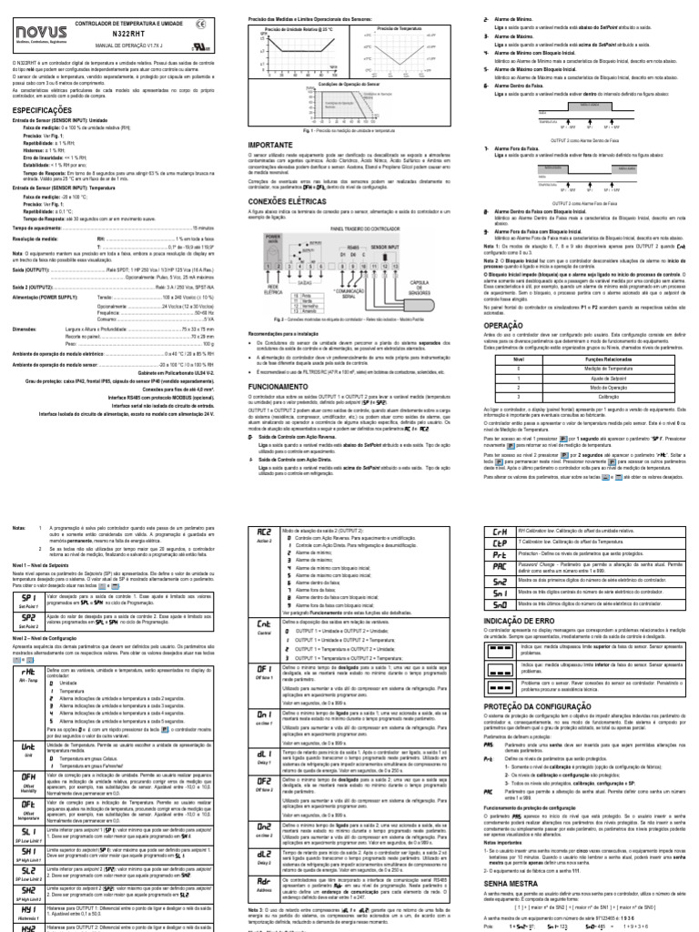 Manual n322rht v17x J PT | PDF | Umidade | Temperatura