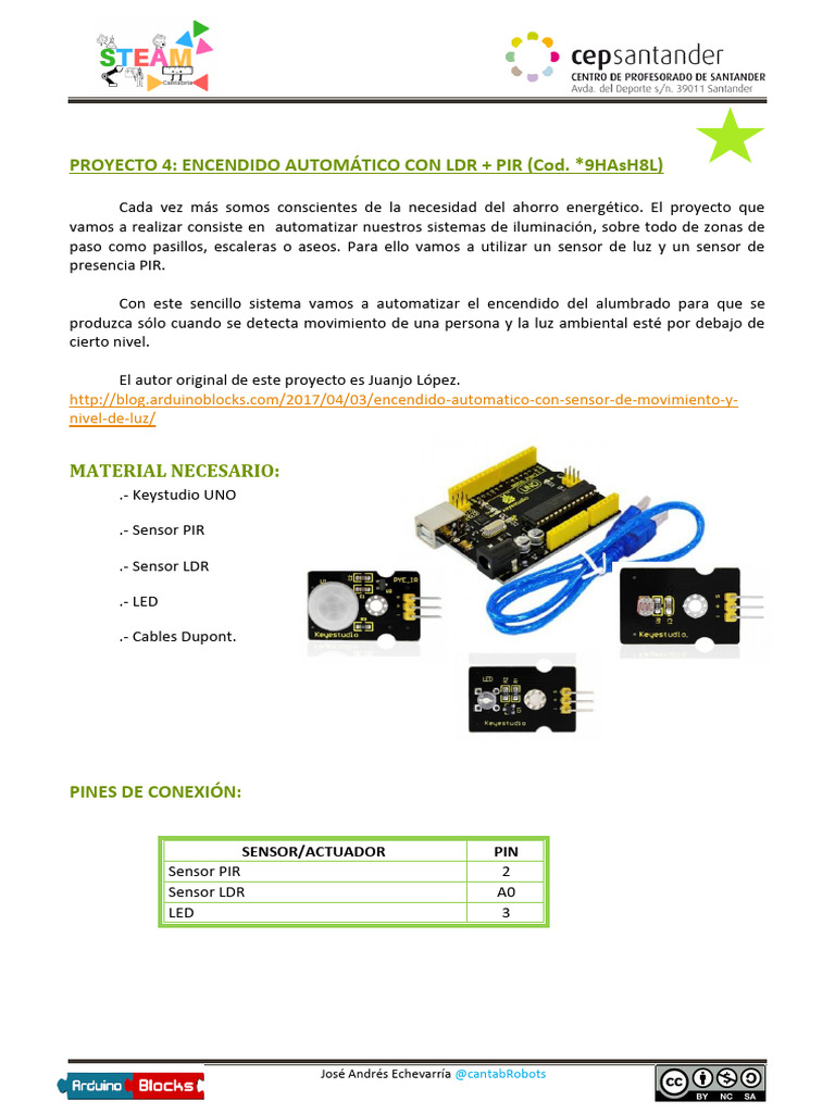 Proyecto 4 Encendido Automático Con Sensor de Movimiento y Sensor LDR | PDF