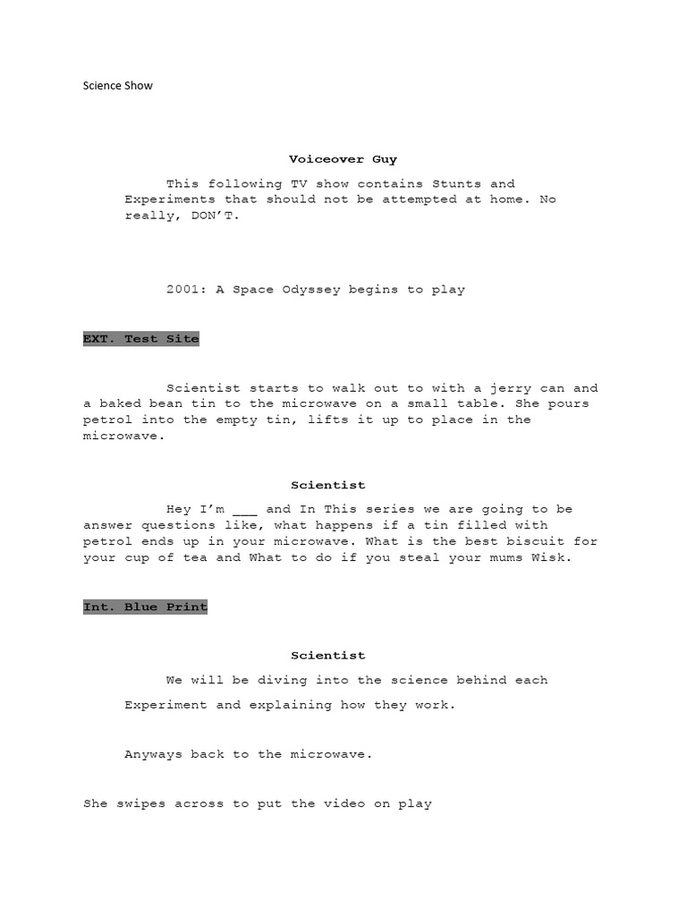 Science Show Script | PDF