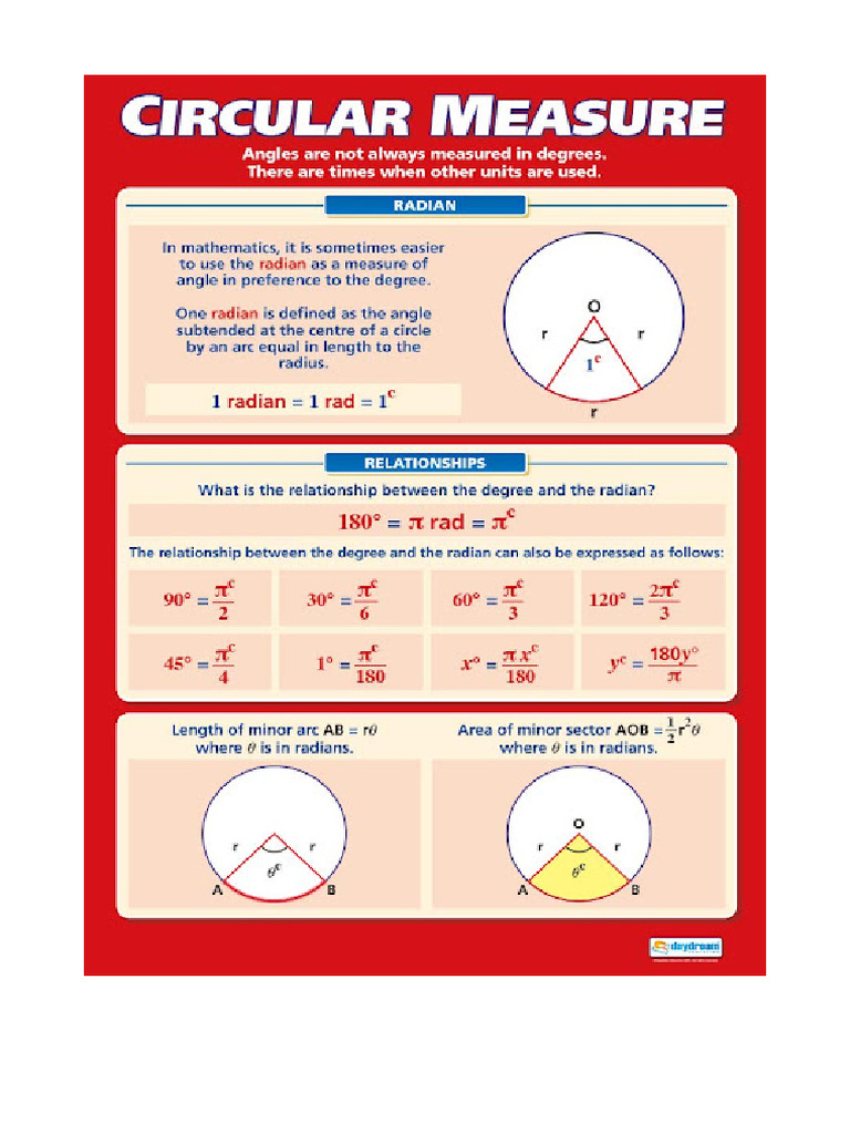 Circular Measures - Summary | PDF | Circle | Area