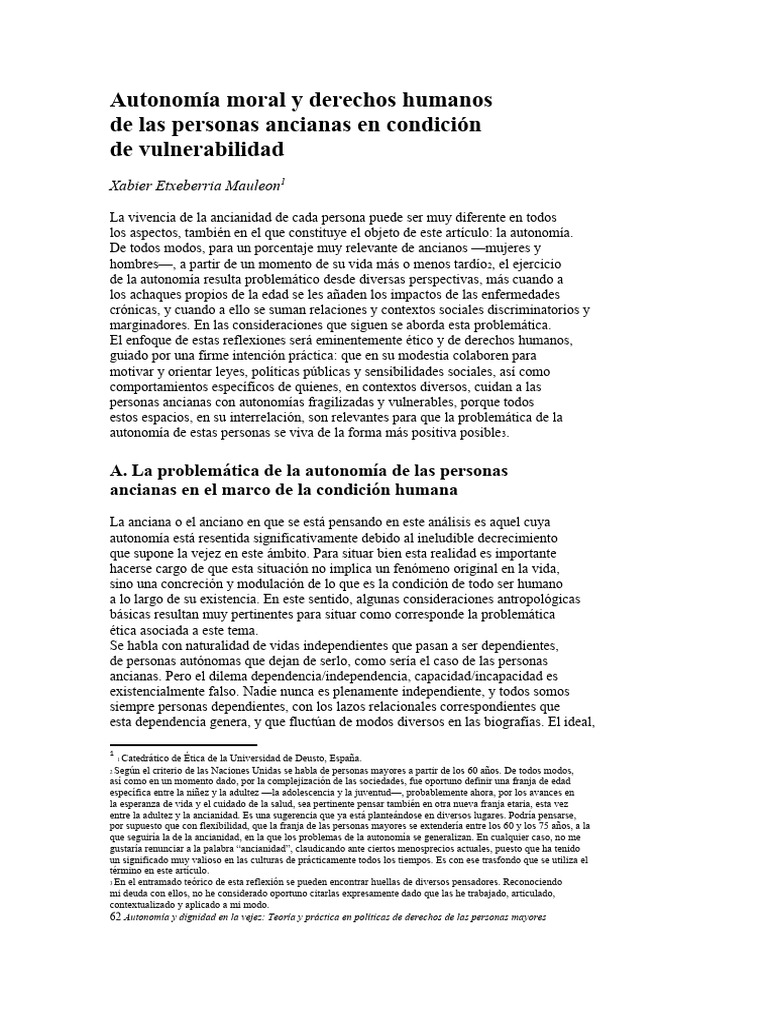 Autonomía Moral y Derechos Humanos | PDF | Vejez | Autonomía