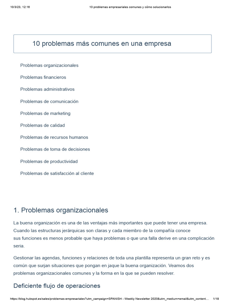 10 Problemas Empresariales Comunes y Cómo Solucionarlos | PDF ...