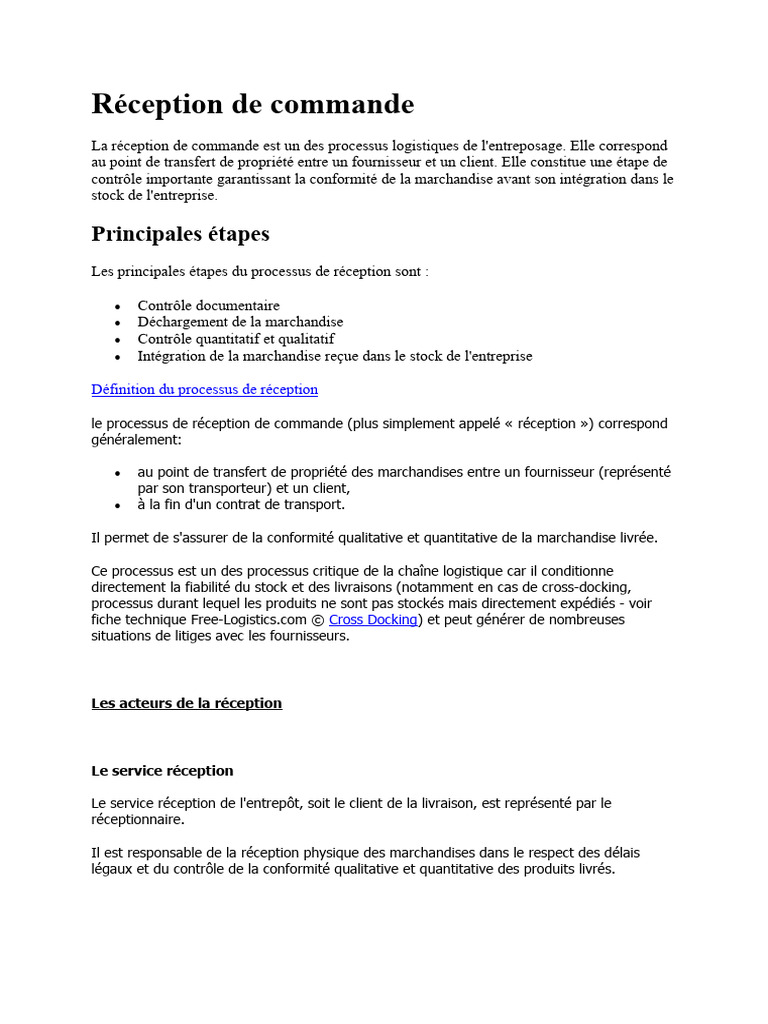 Réception de Commande | PDF