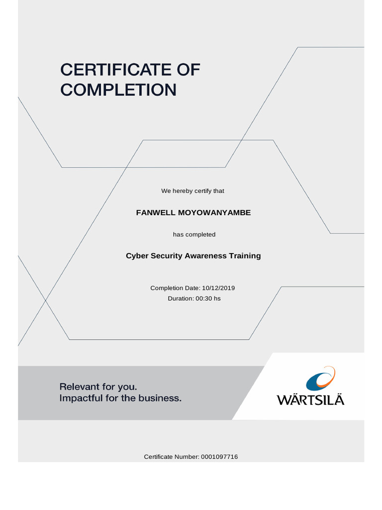 Cyber Security Certificate | PDF