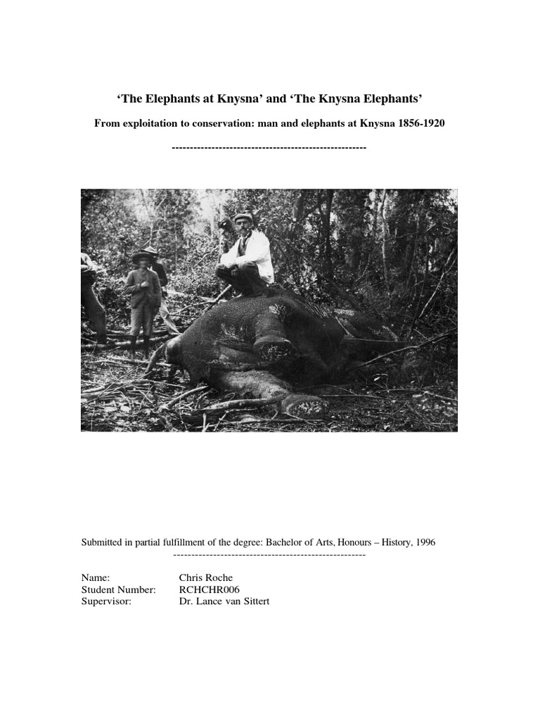 Roche, C. 1996. Man & Elephants at Knysna, 1856-1920 | PDF