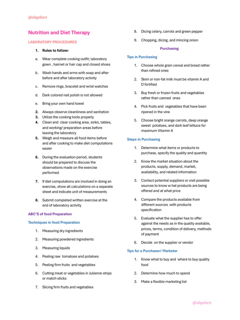 LAB1 Nutrition and Diet Therapy | PDF | Calorie | Vegetables