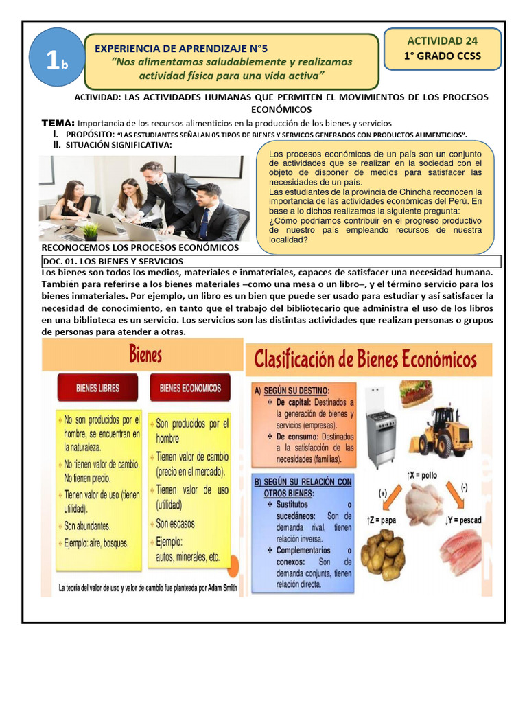 Primero Semana 24 Ficha B-Bienes y Servicios Whatsapp | PDF | Bienes | Economias