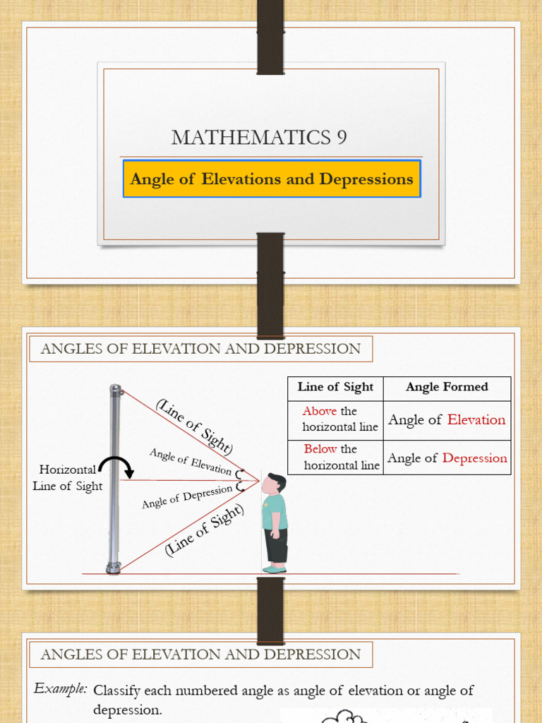 Angle of Elevation and Depression | PDF | Angle | Equations