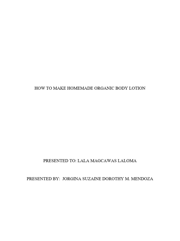 How To Make Homemade Organic Body Lotion | PDF | Almond | Honey