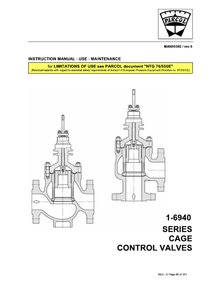 IOM Manual - 1-6940 Series Cage Control Valves - Parcol S.p.A ...