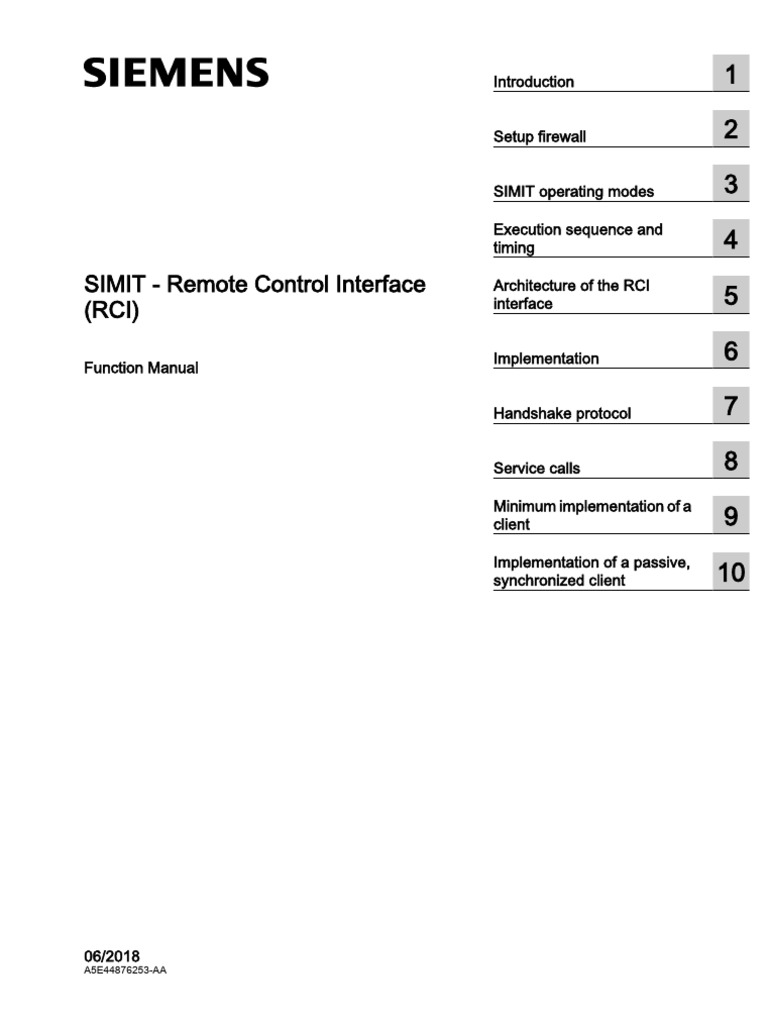 SIMIT Remote Control Interface EnUS en-US | PDF | Parameter (Computer ...