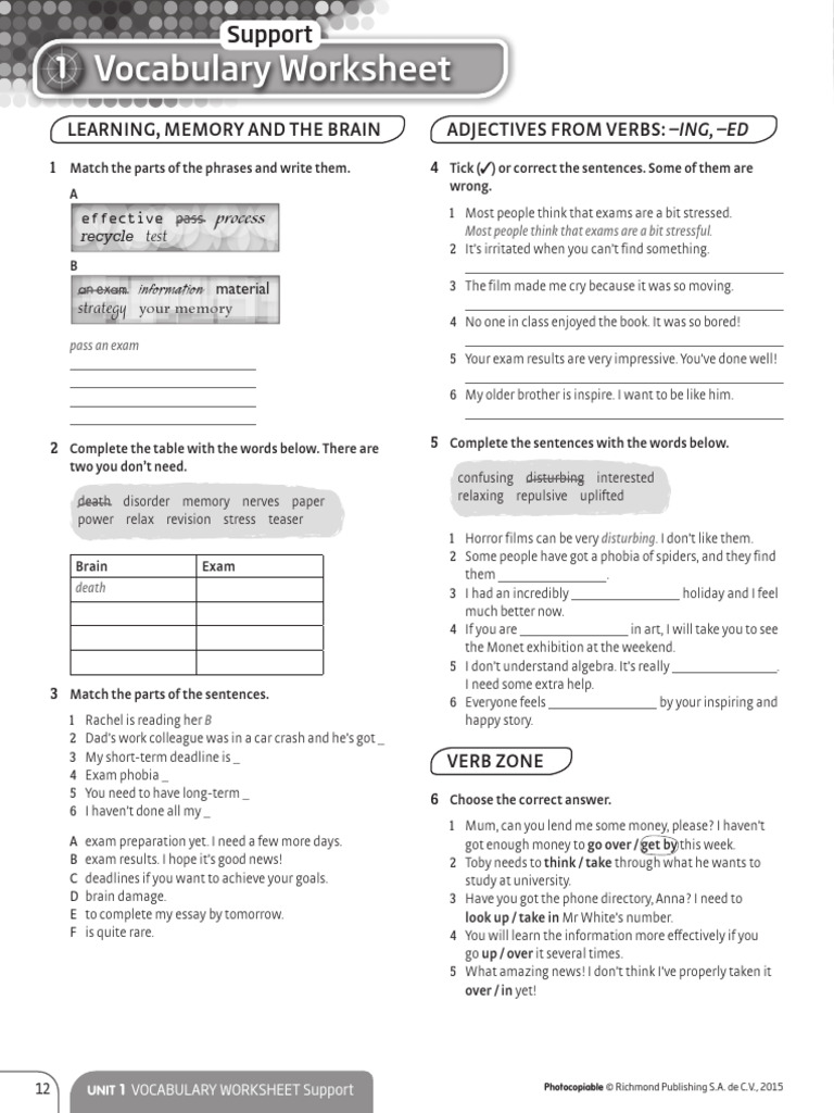 B2 Vocabulary Worksheet Activities | PDF