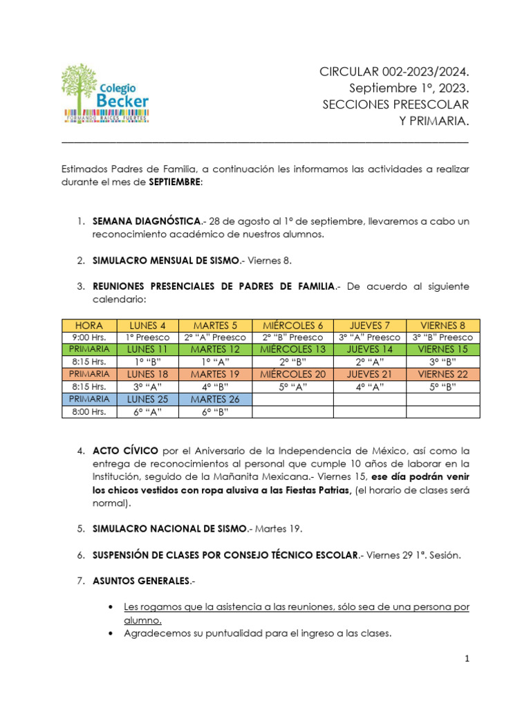 Circular 002 2023-2024 | PDF