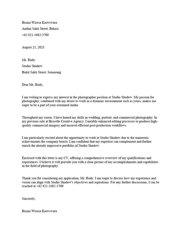 Application Letter | PDF