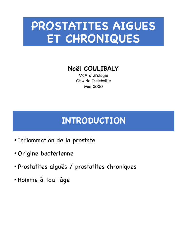 Prostatites Aiguës et Chroniques : Traitements | PDF | Prostate ...