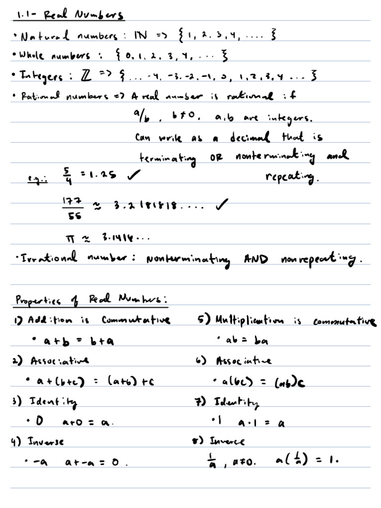 Calculus Chapter 1.1 1.2 Notes | PDF | Numbers | Integer